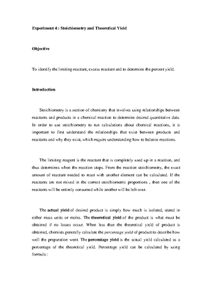 LAB Report Experiment 4 - LAB REPORT EXPERIMENT 4 CHM 420 NAME NUR ...