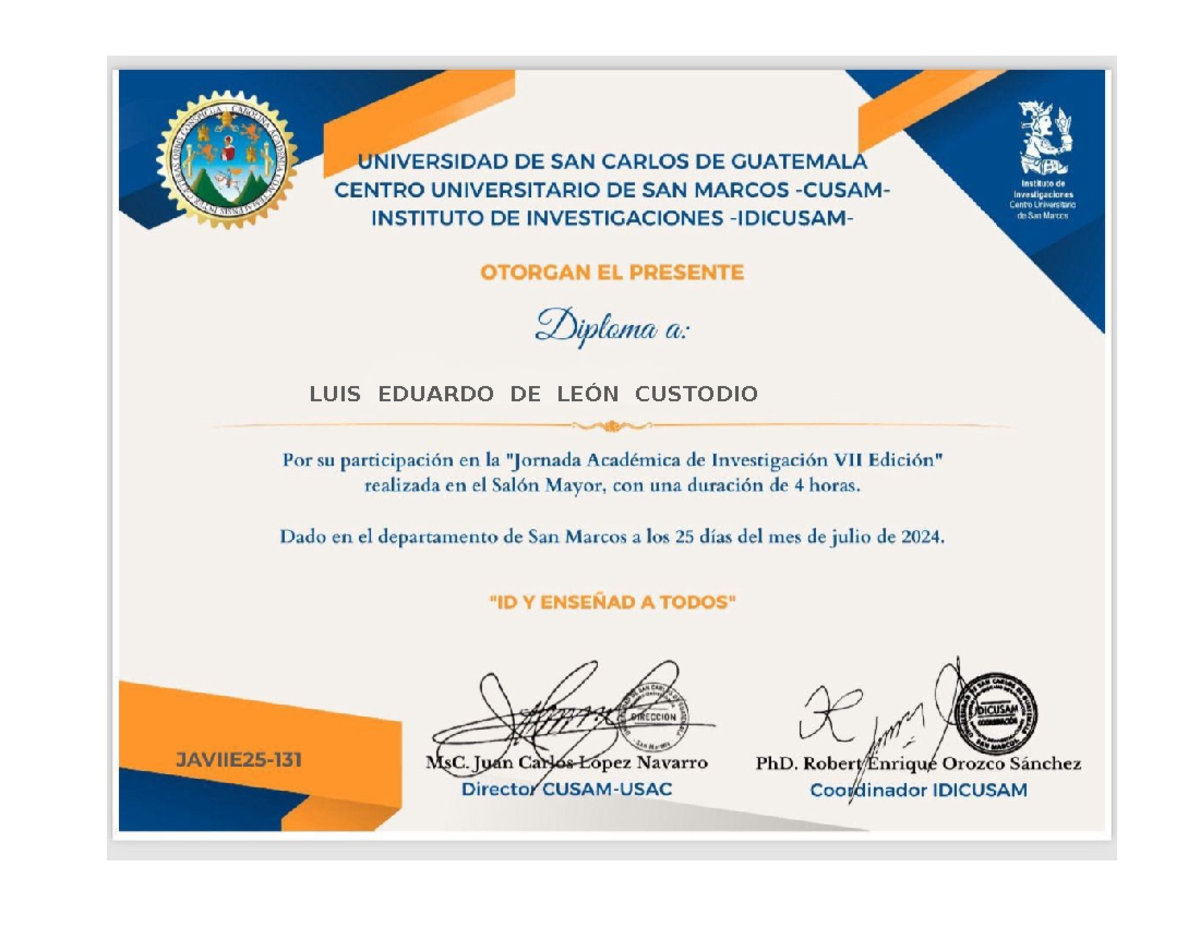 Diploma luis - ONLY AB LICENSE UNIVERSIDAD DE SAN CARLOS DE GUATEMALA ...