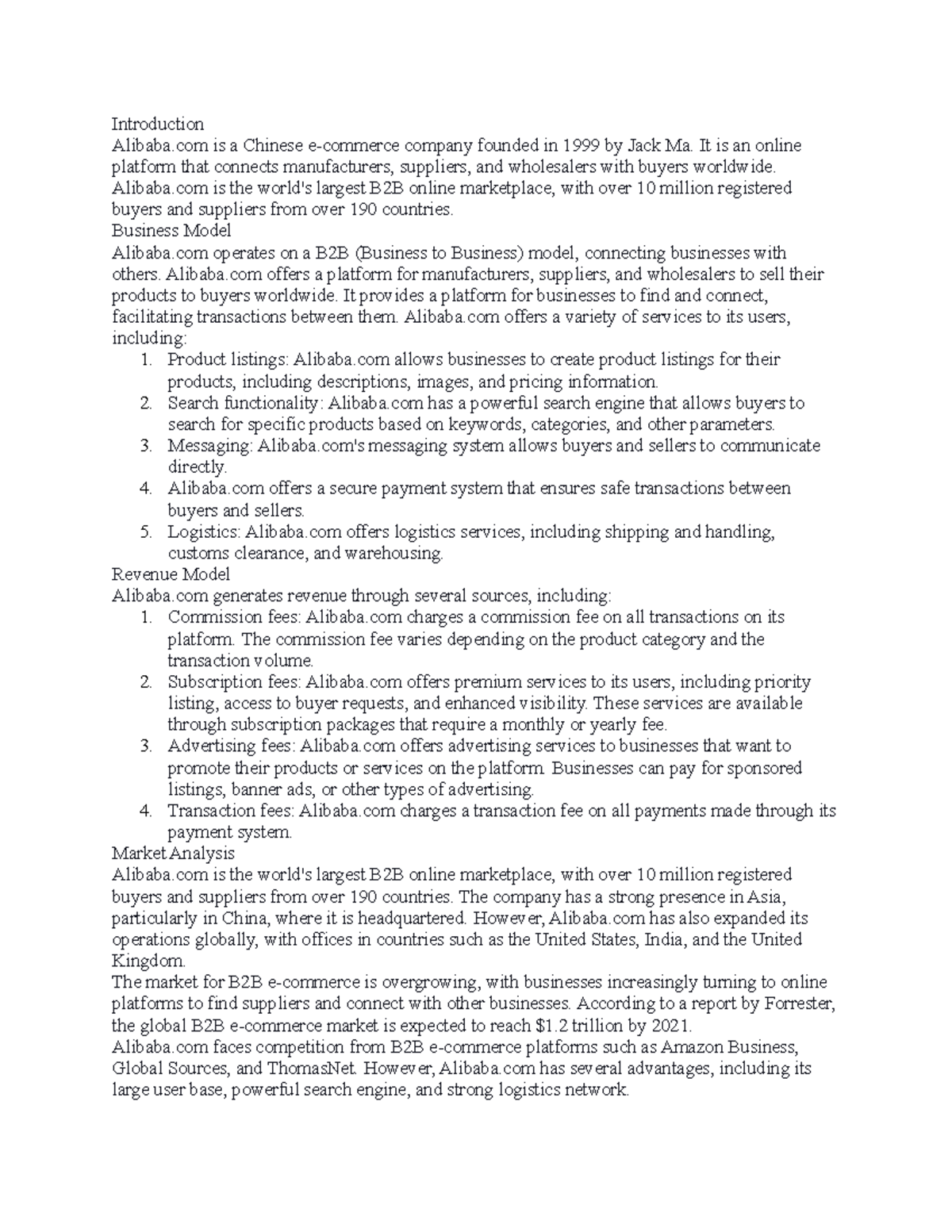 Alibaba - Introduction Alibaba is a Chinese e-commerce company founded ...