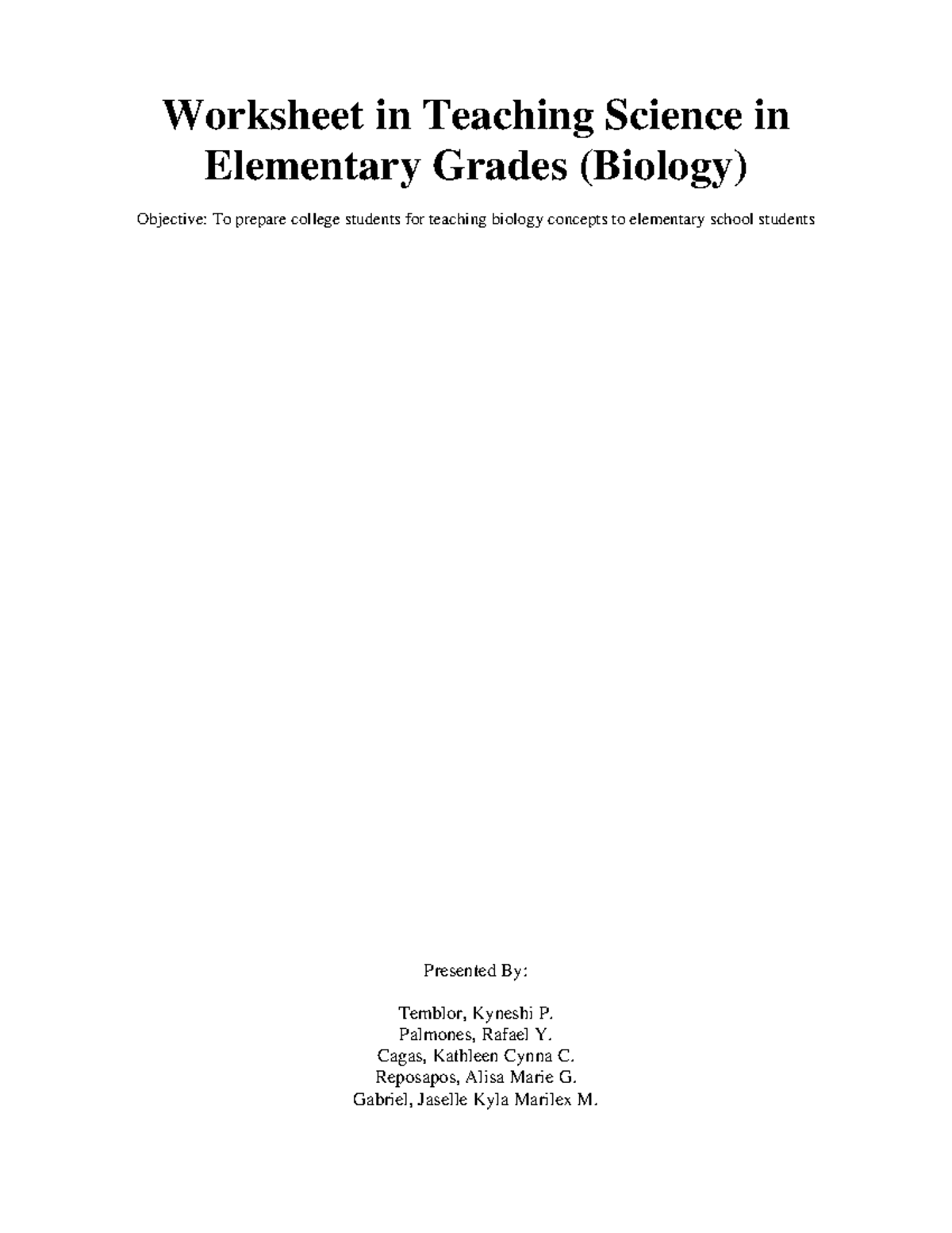 Worksheets-in-TSEG211 - Worksheet in Teaching Science in Elementary ...