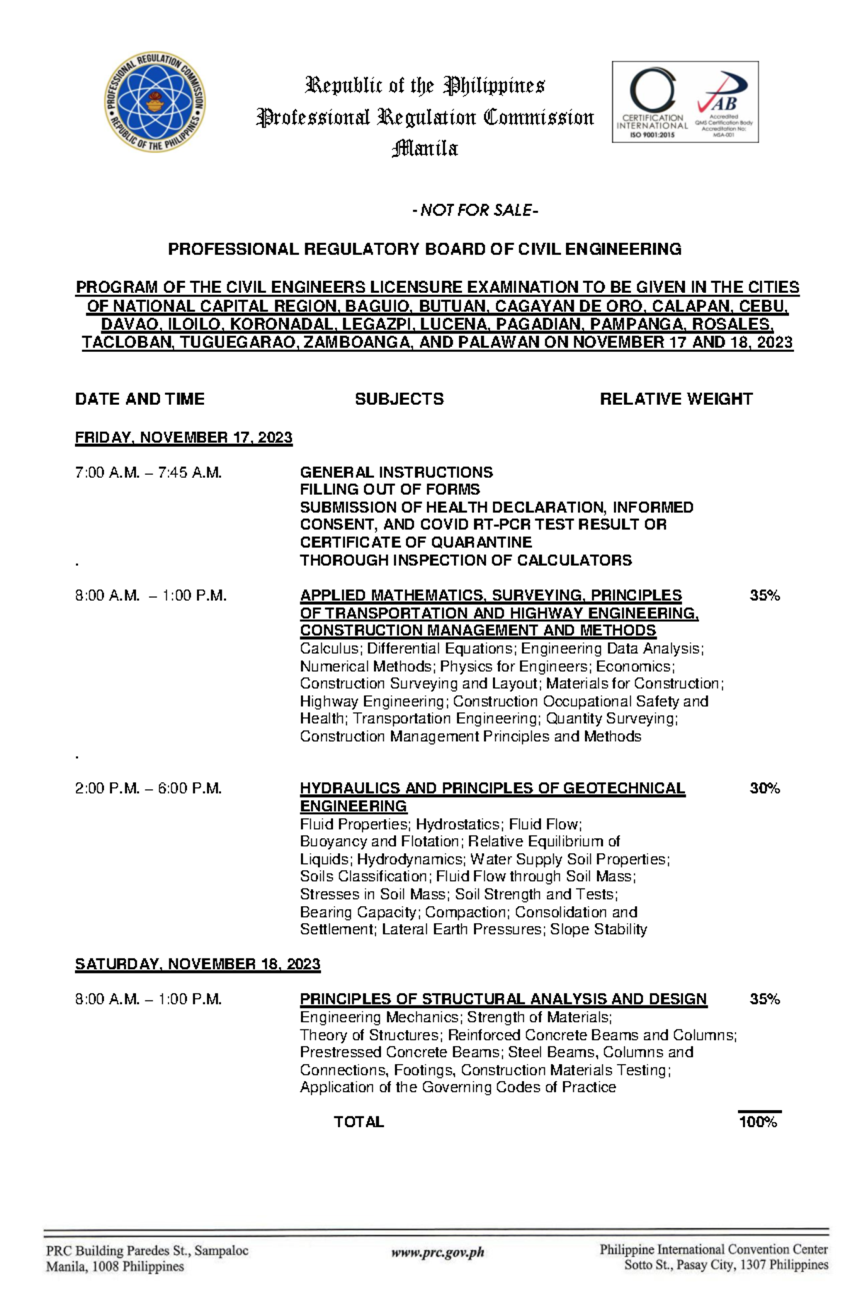 Ce laws program - Summary Bachelor of science in civil engineering ...