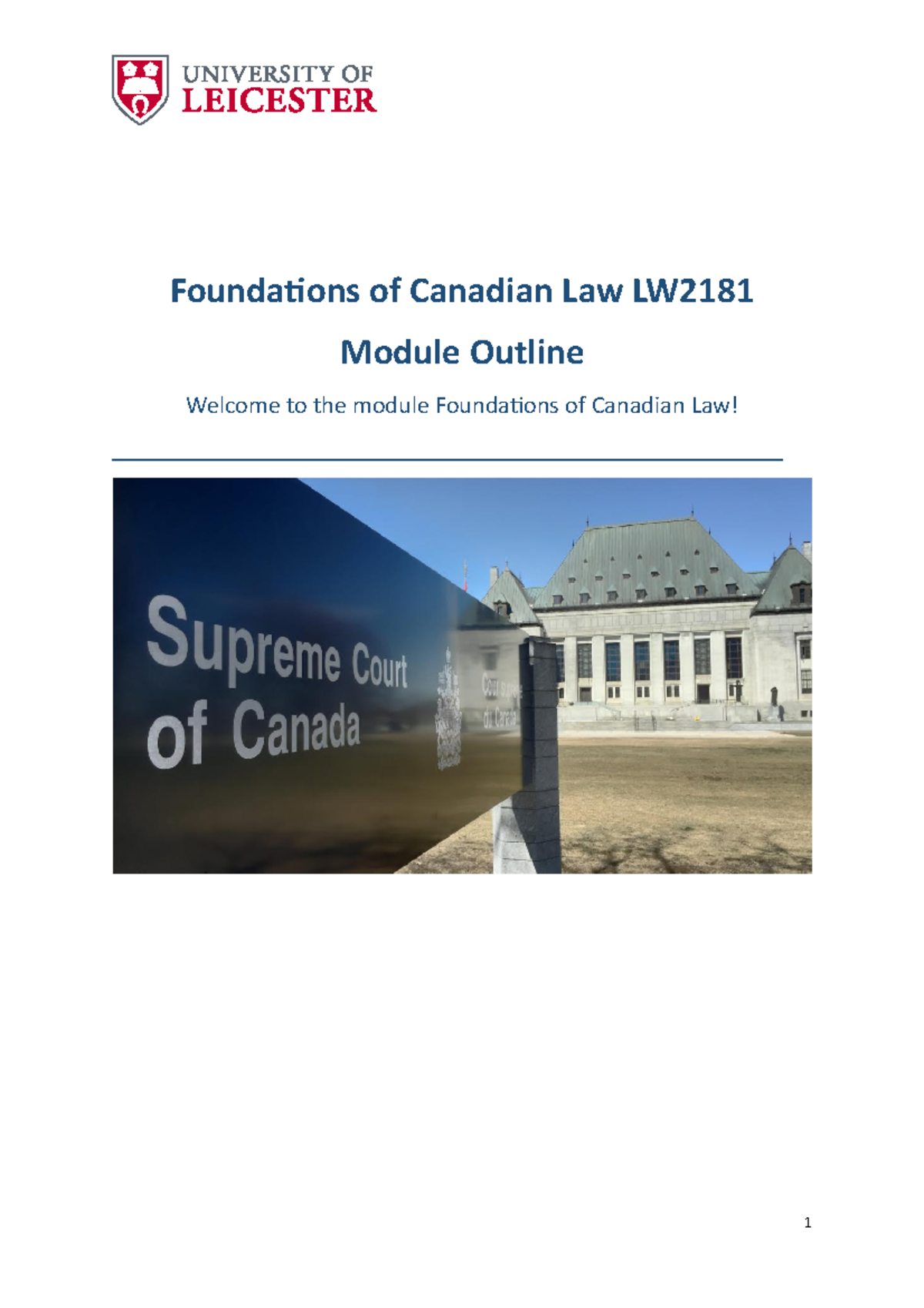 Module Outline 2019 final 1 - Foundations of Canadian Law LW Module ...
