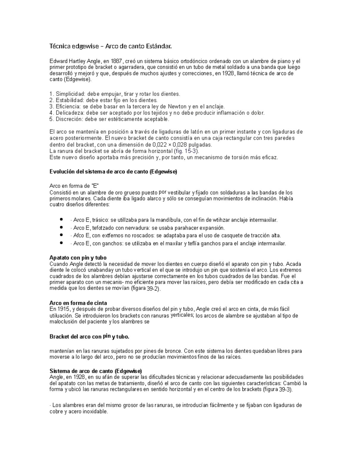 Resumen Tecnica Edgewise - Técnica edgewise – Arco de canto Estándar ...