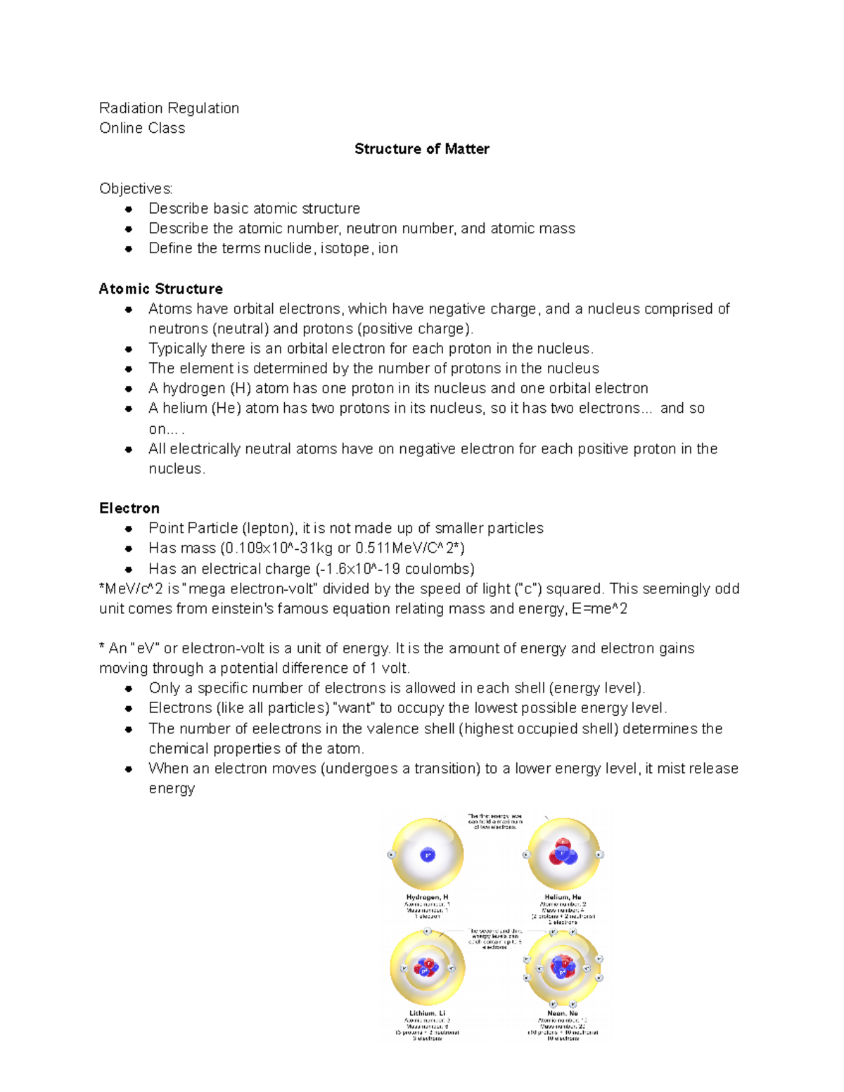 Structure of Matter - Radiation Regulation Online Class Structure of ...
