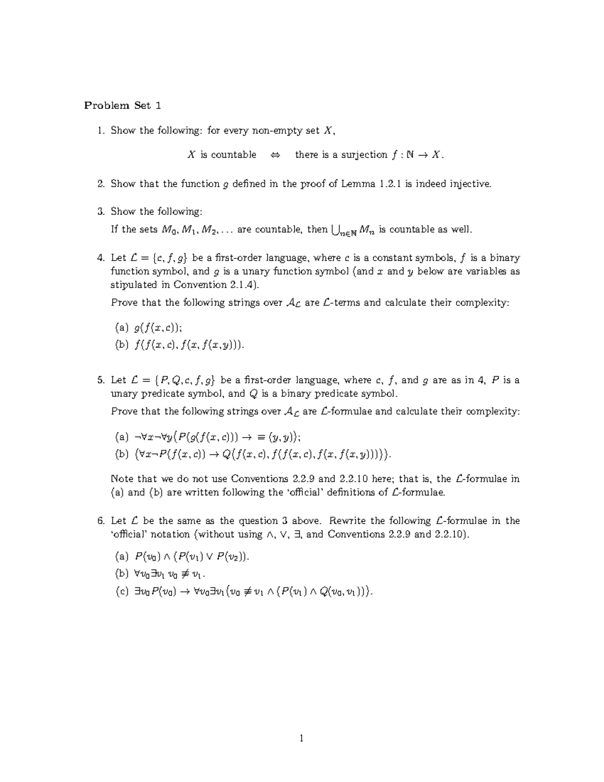 20950834 - Logic HW 1 - Problem Set 1 Show the following: for every non-empty set X, X is ...