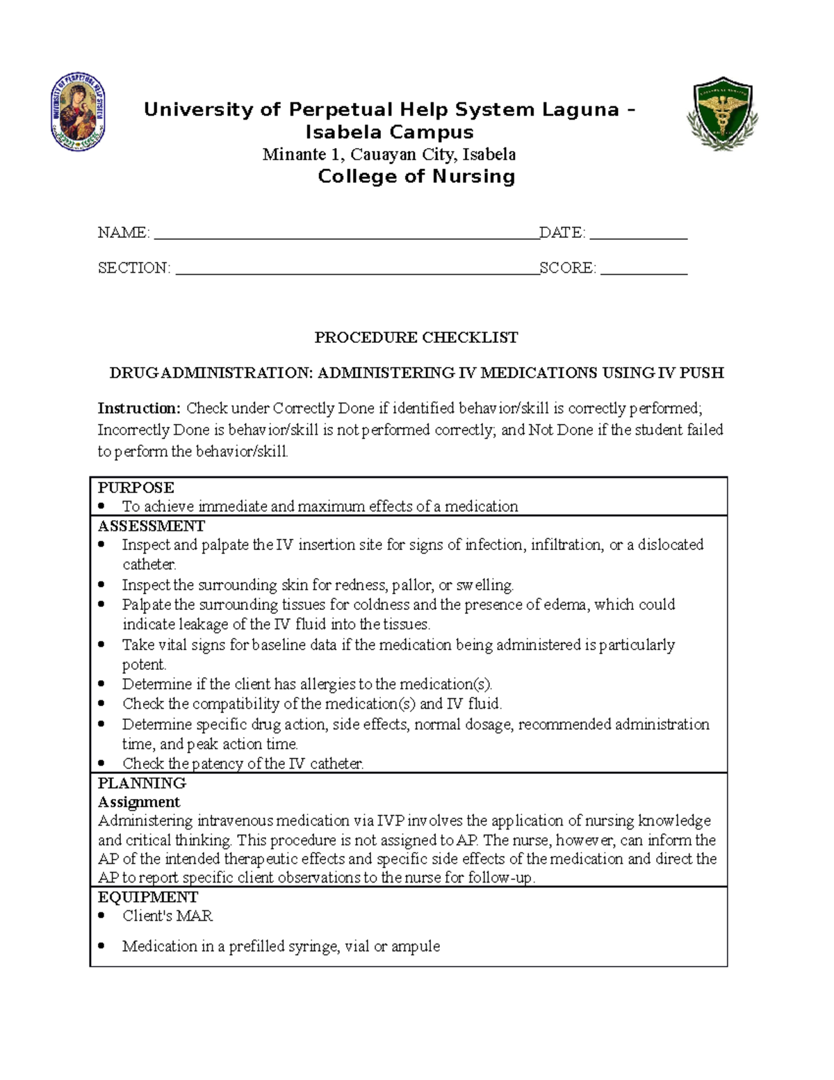 DRUG Administration Administering IV Medications Using IV PUSH ...