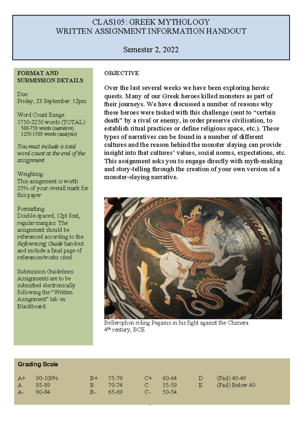 2022 classics Written Assignment - 1 CLAS105: GREEK MYTHOLOGY WRITTEN ...