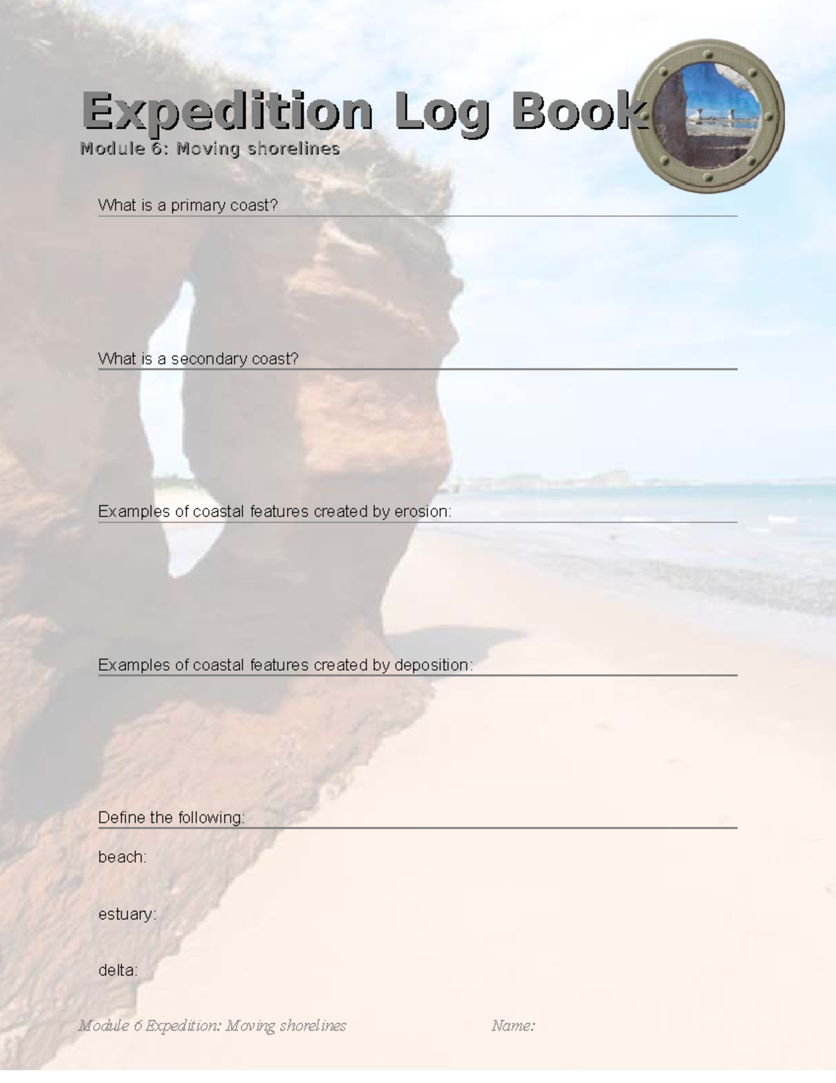Log Book 6 2 - log book - Expedition Log Book Module 6:Module 6 ...