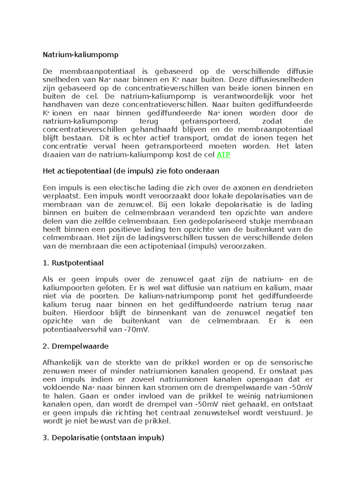 Excitatie- contractie -relaxatie koppeling - Natrium-kaliumpomp De ...