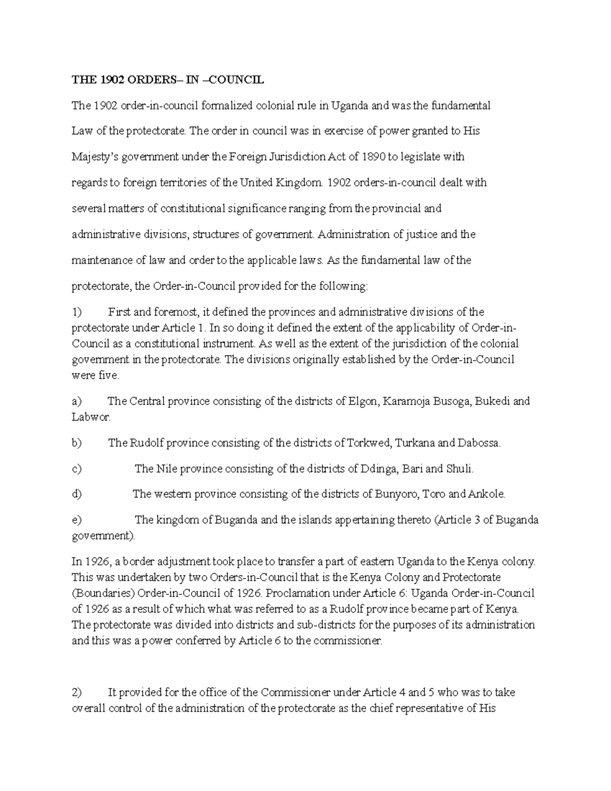 Order in council - This document is meant to give a broad understanding ...