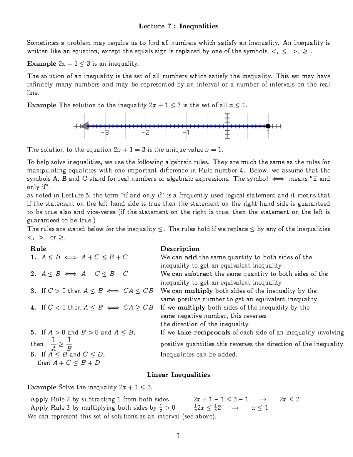 Lecture 7 Inequalities - Lecture 7 : Inequalities Sometimes a problem ...