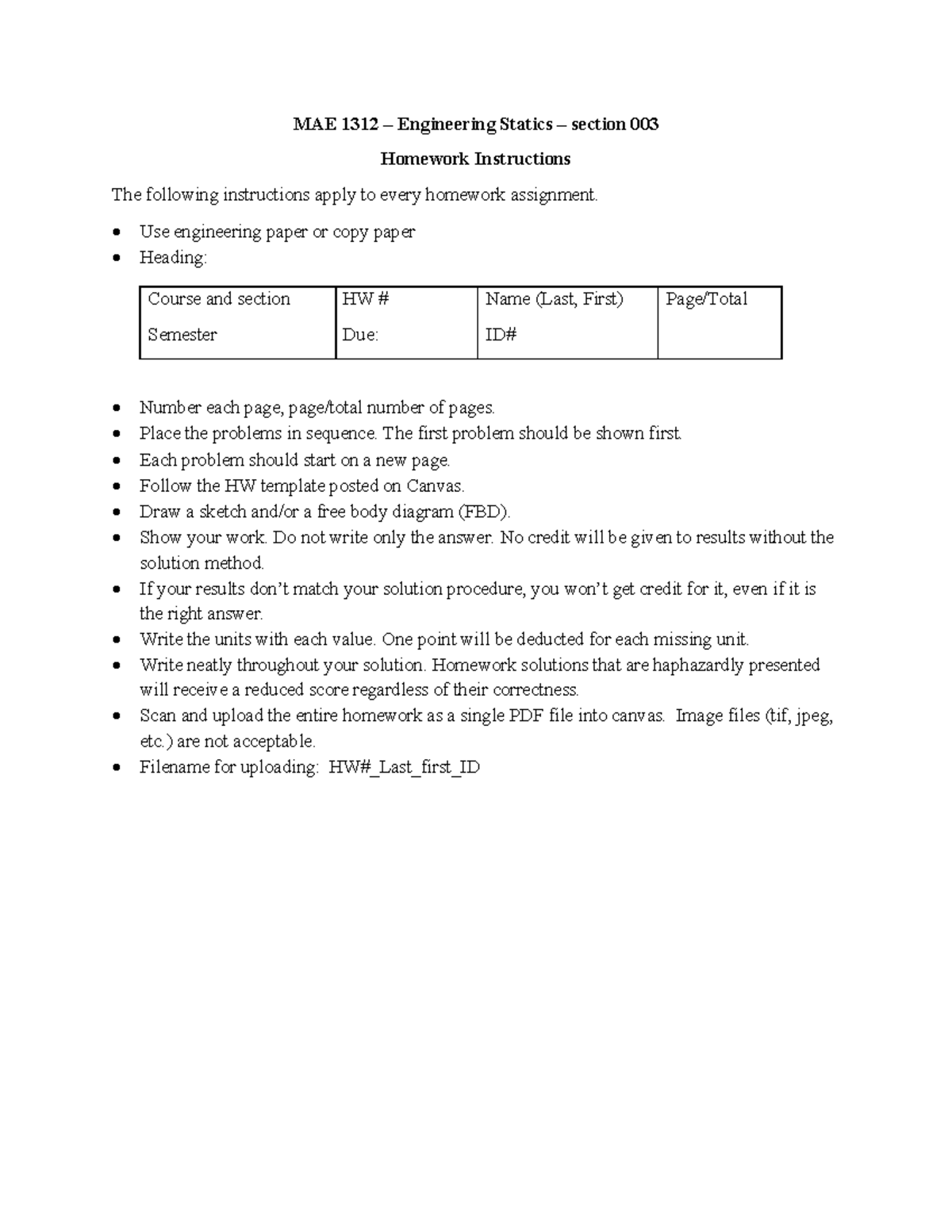 Homework 7 solution - HW 7 answers. handwritten. - MAE 1312 ...