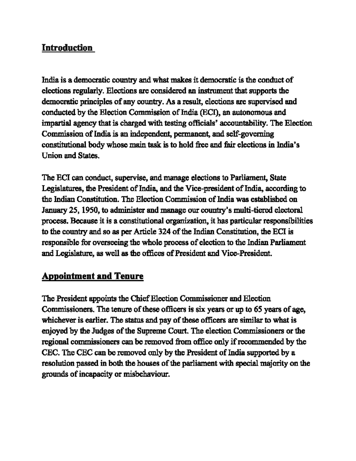 Role of Election Commission in conducting election - election law - Studocu