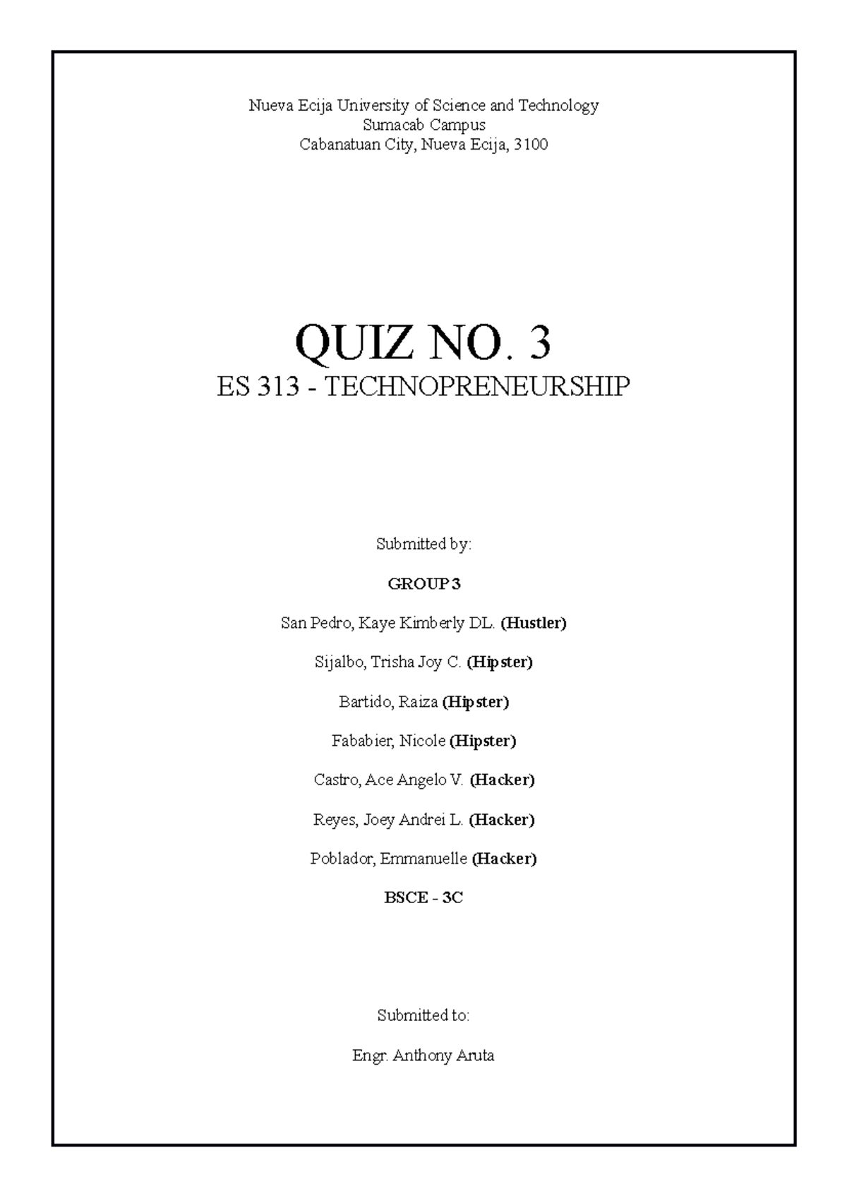 ES313 Q3 G3 2 - Innovation idea 1 - Nueva Ecija University of Science ...