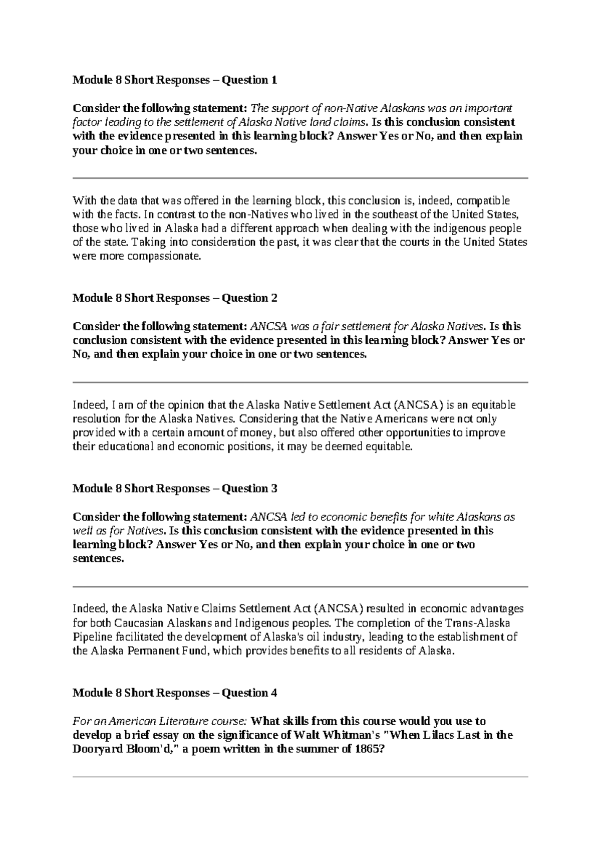 8-3 Historical Analysis Essay - Module 8 Short Responses – Question 1 ...