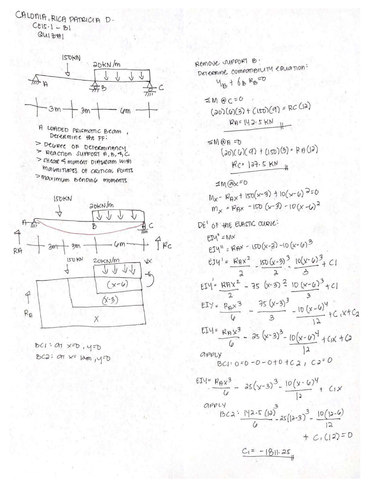Structual Theory - Reaction Supprt, Shear and Moment, Max Bending ...