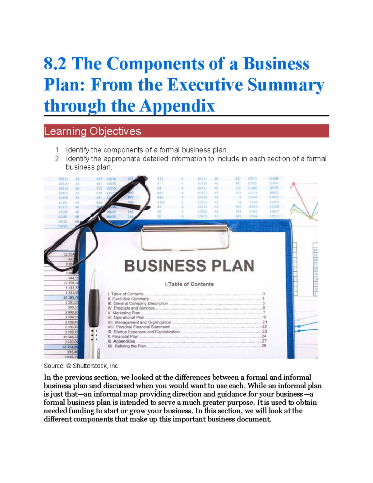 8.2 The Components of a Business Plan - From the Executive Summary ...