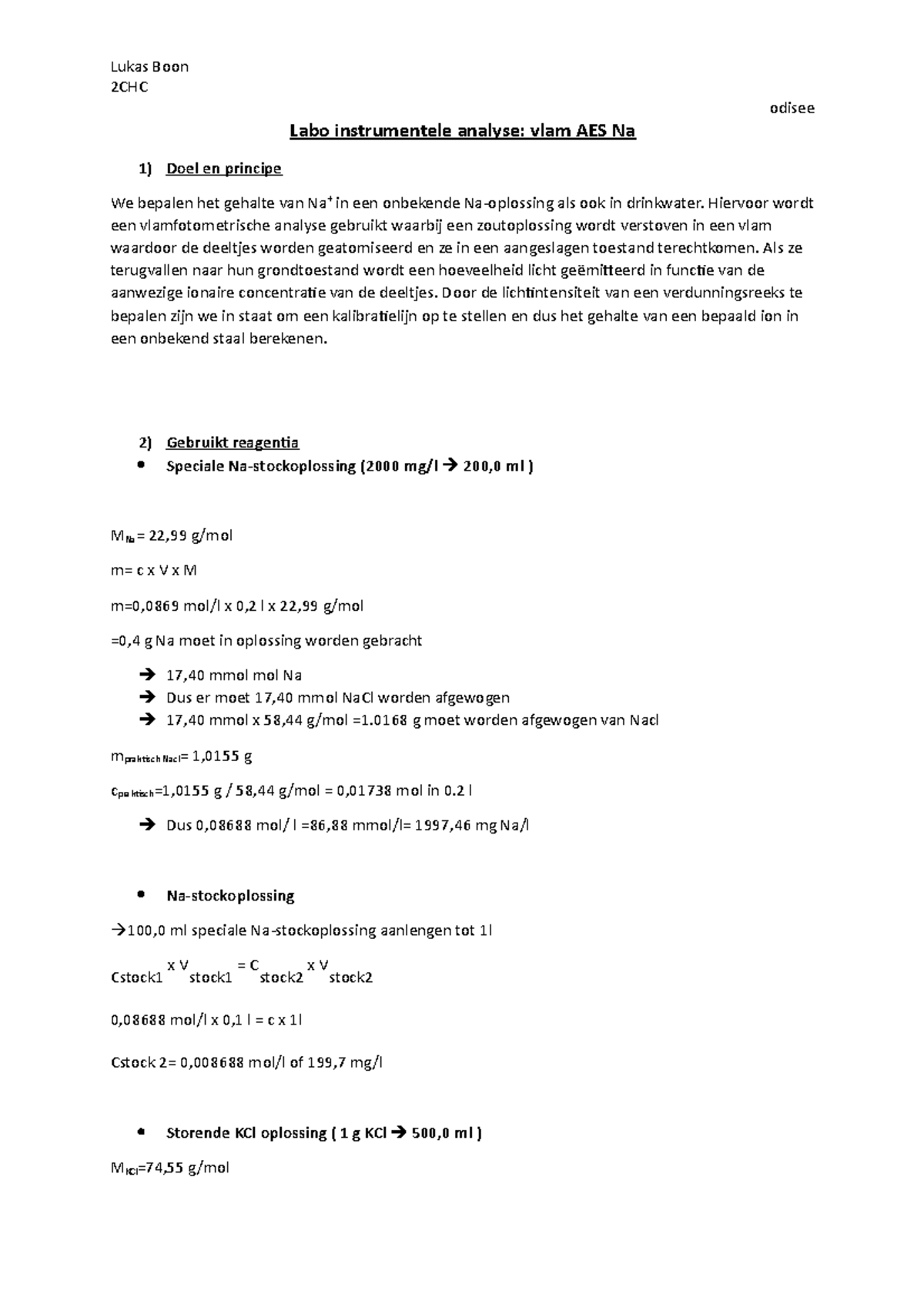 AES verslag - Lukas Boon 2CHC odisee Labo instrumentele analyse: vlam ...
