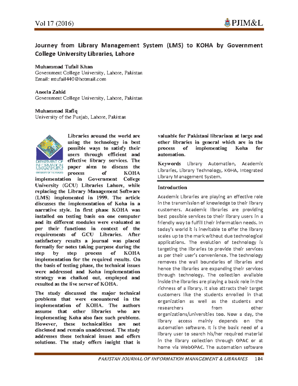 Journey from Library Management System (LMS) to KOHA by Government ...