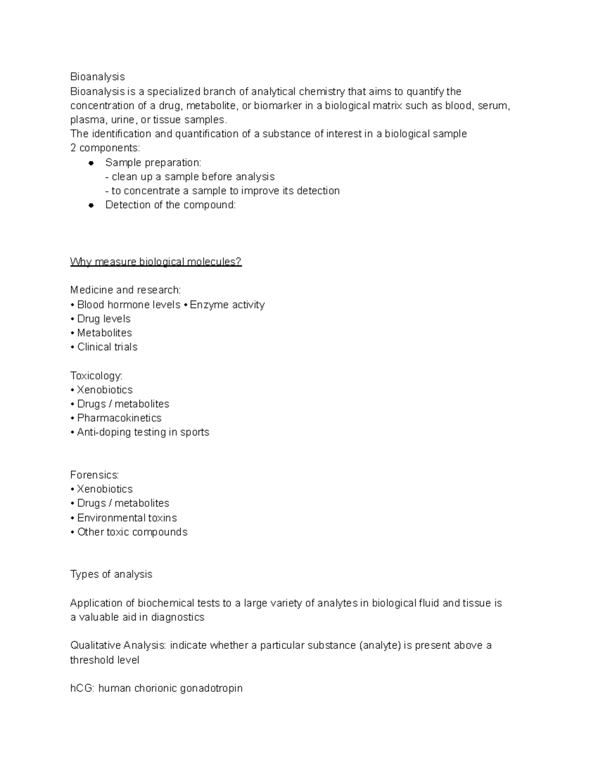 Bioanalysis - lab related notes - Bioanalysis Bioanalysis is a ...