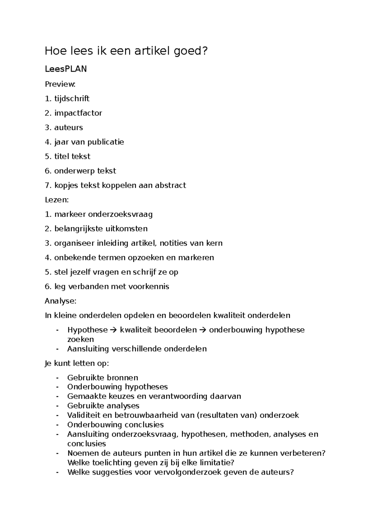 Hoe lees ik een artikel goed - Hoe lees ik een artikel goed? LeesPLAN ...