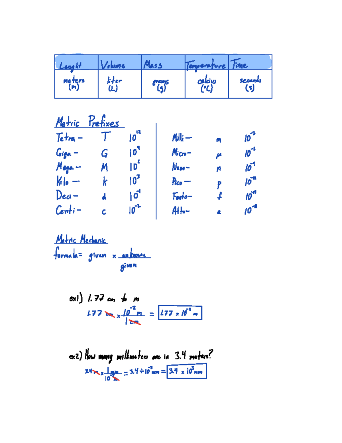 Metric Systems - Lecture notes 3 - Lenght Volume Mass Temperature Time ...