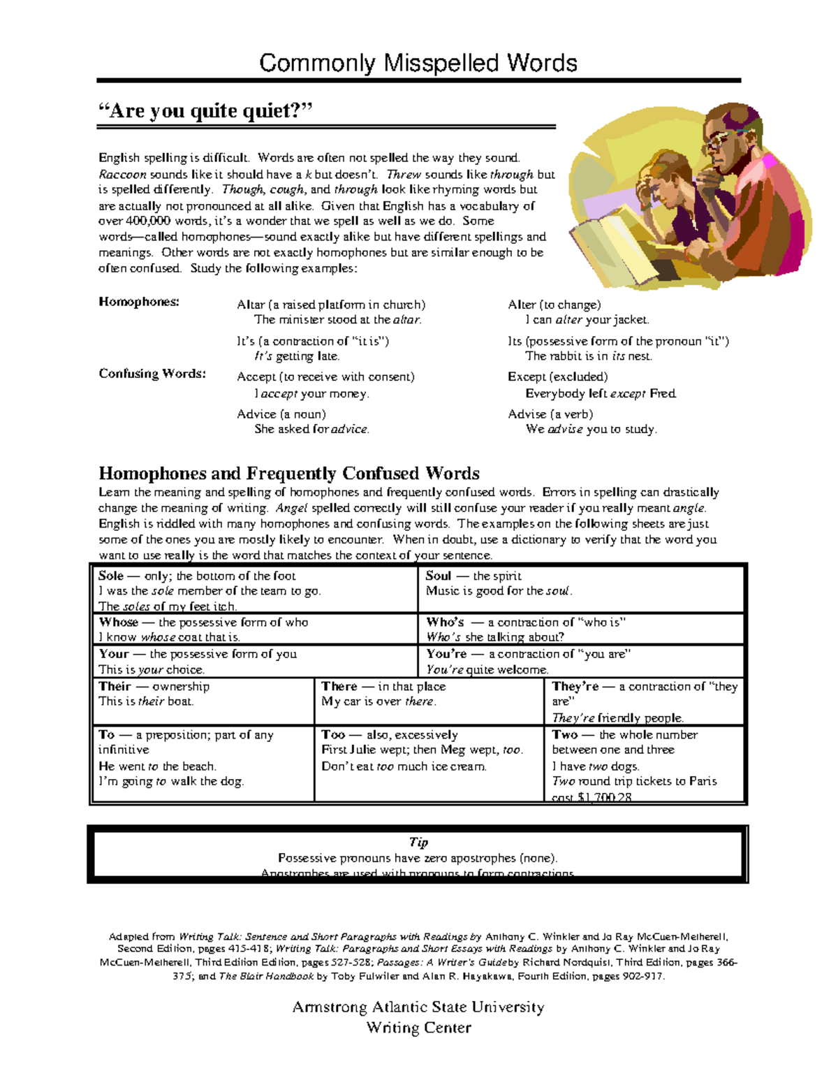Homophones - wwwwwwwwwwwwwww - Commonly Misspelled Words Adapted from ...