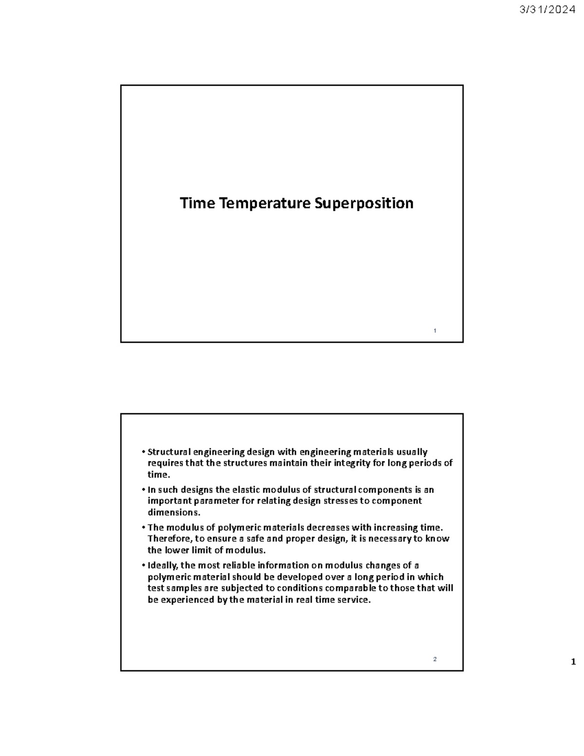 Time Temperature Superposition - Time Temperature Superposition 1 ...