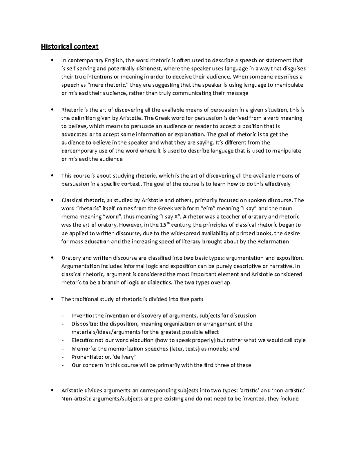 Writing Lecture 1 notes - Historical context In contemporary English ...