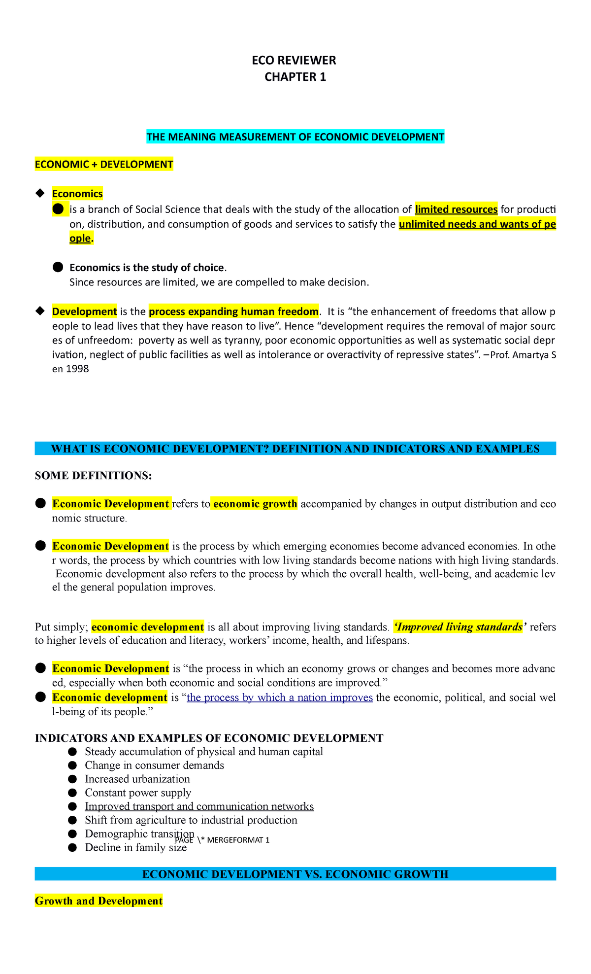 ECO Reviewer - ECO REVIEWER CHAPTER 1 THE MEANING MEASUREMENT OF ...