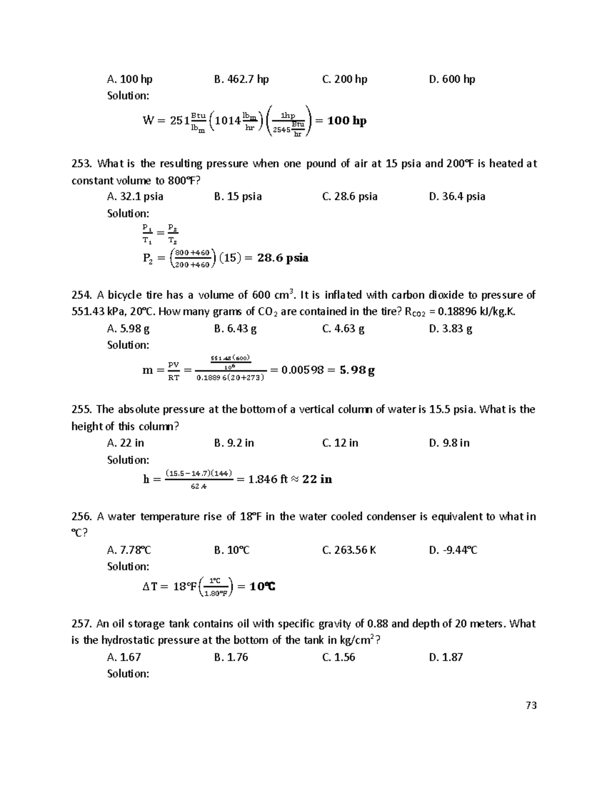 BLUE-BOOK-37 - n/a - 73 A. 100 hp B. 462 hp C. 200 hp D. 600 hp ...