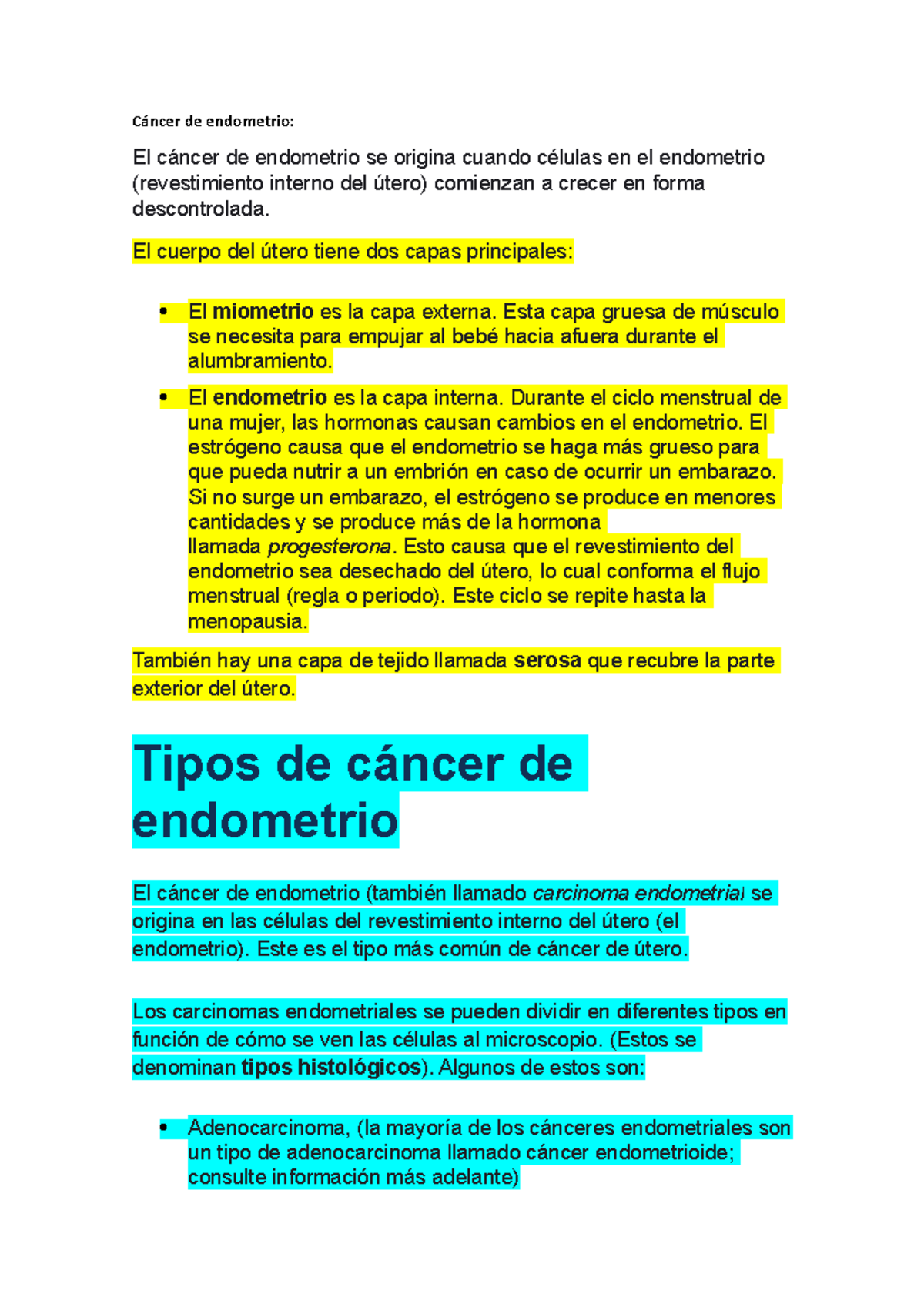 Ayuda EXPO Cancer Endometrio - Cáncer de endometrio: El cáncer de ...