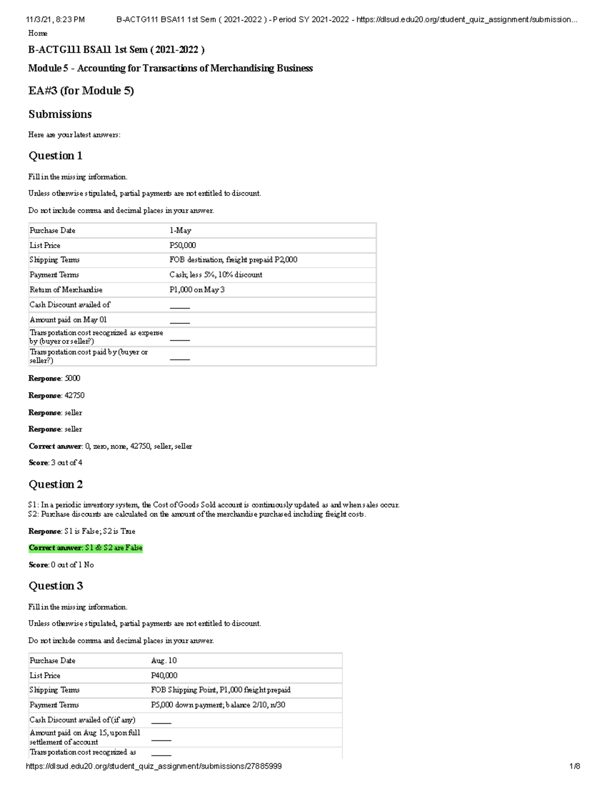 Module 5 - answer - Home B-ACTG111 BSA11 1st Sem ( 2021-2022 ) Module 5 ...