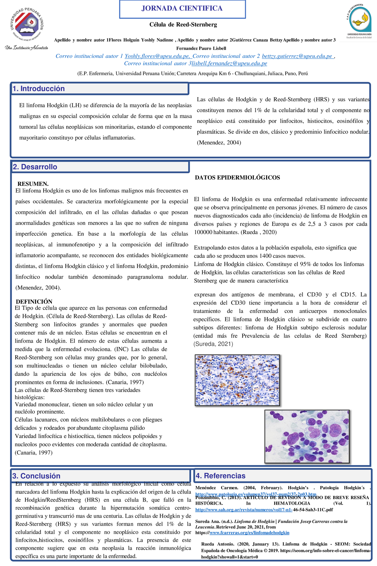 Celulas DE REED Sternberg - 2. Desarrollo 1. Introducción 3. Conclusión ...