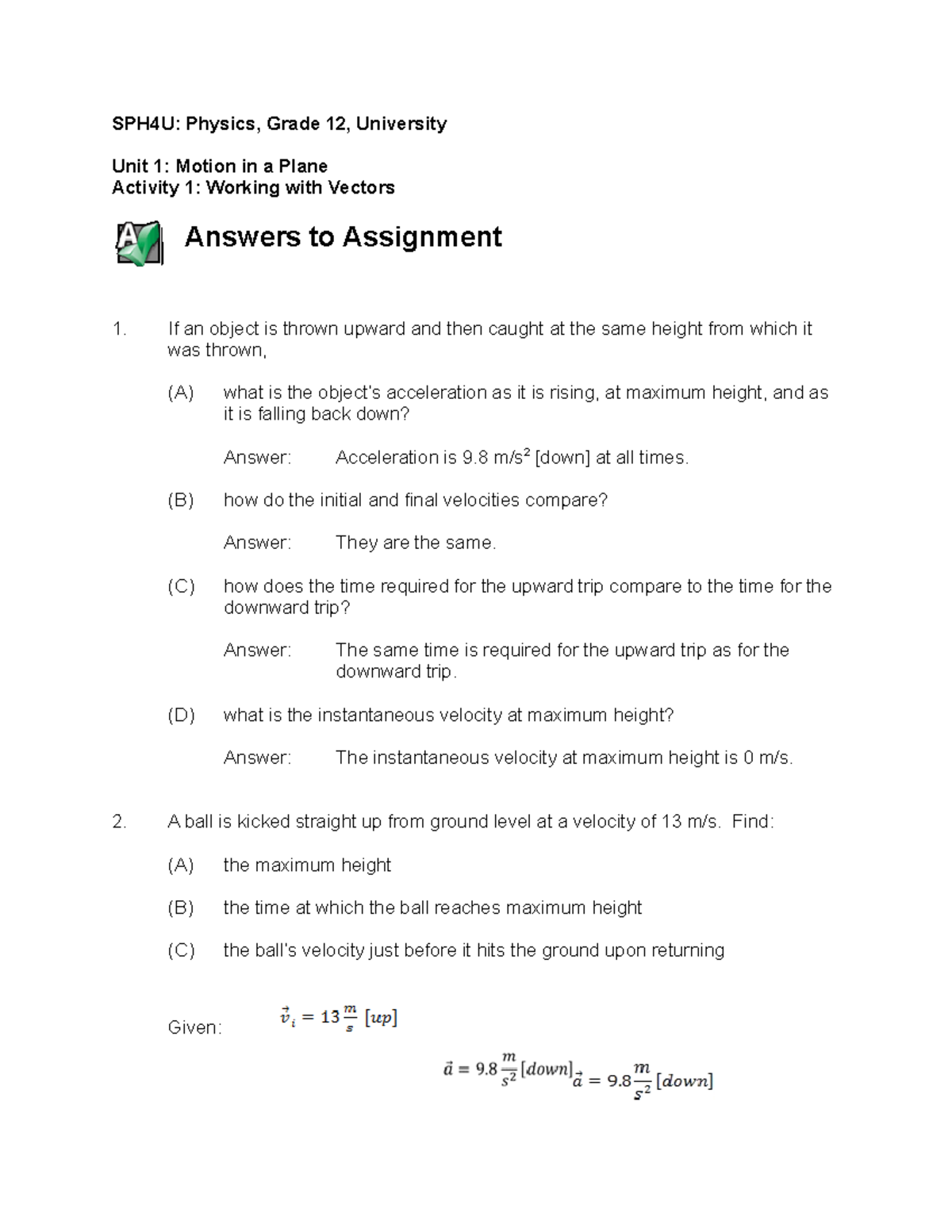 U1A3 Kinematic Answer Key SPH4U Physics Grade 12 University Unit 1 u1a3-kinematic-answer-key-sph4u-physics-grade-12-university-unit-1