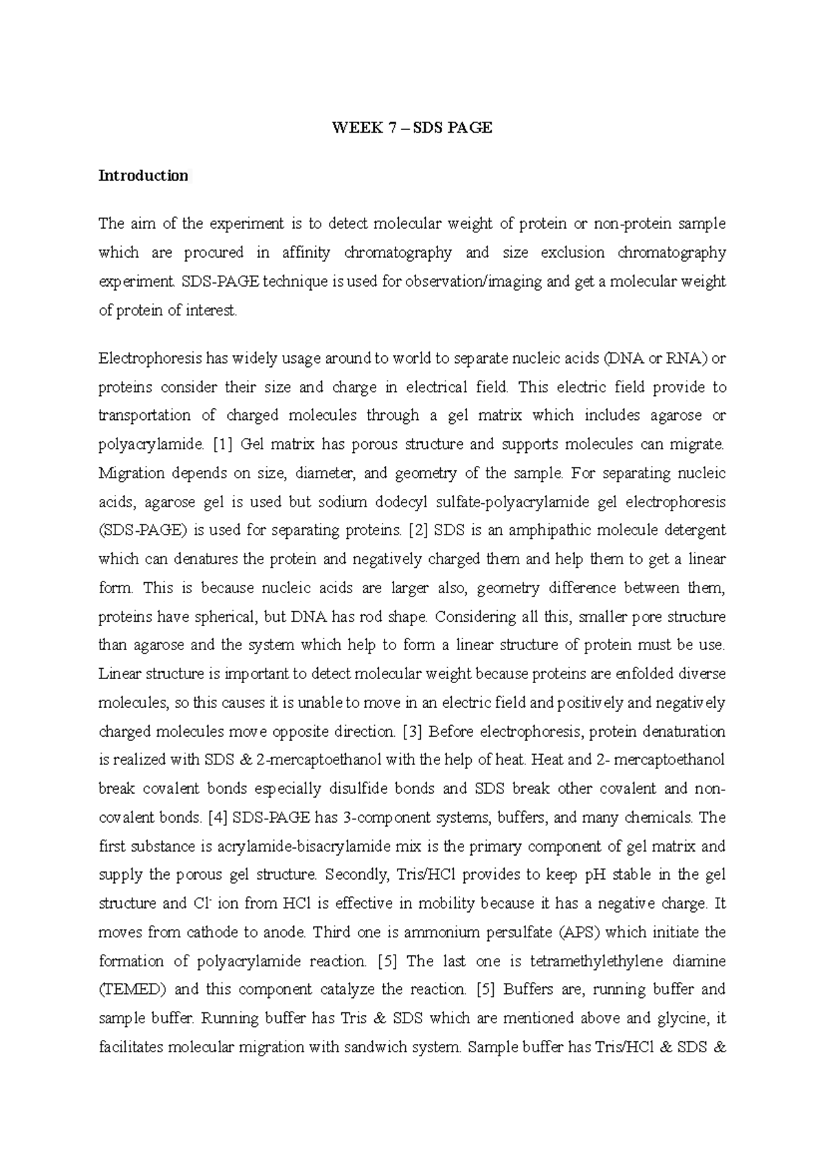 Biochemistry laboratory SDS PAGE - Introduction to Practical ...