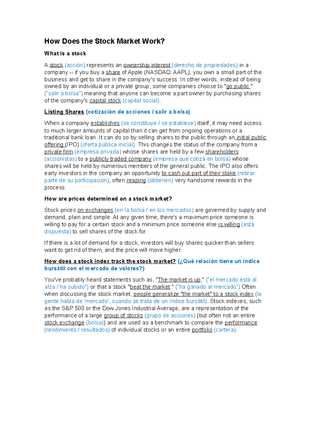 Text 4. How does the stock market work - How Does the Stock Market Work ...