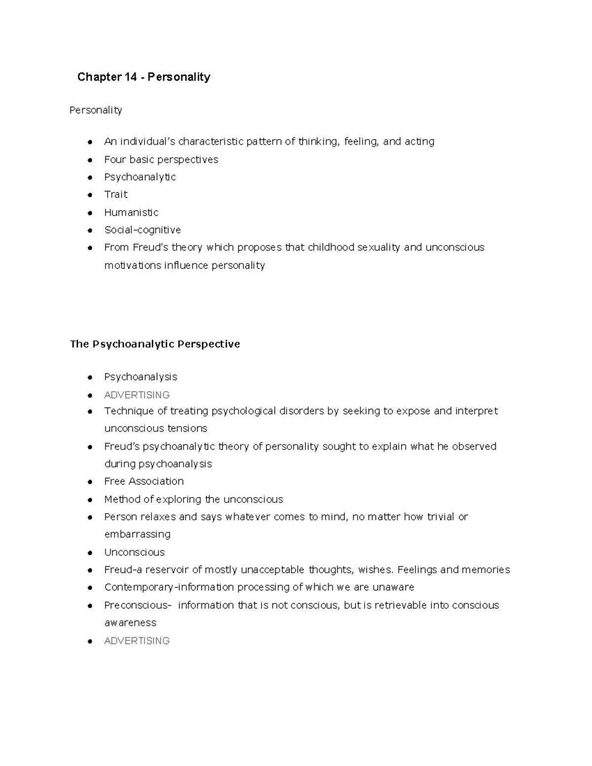 Chapter 14 - Personality - Chapter 14 - Personality Personality An ...