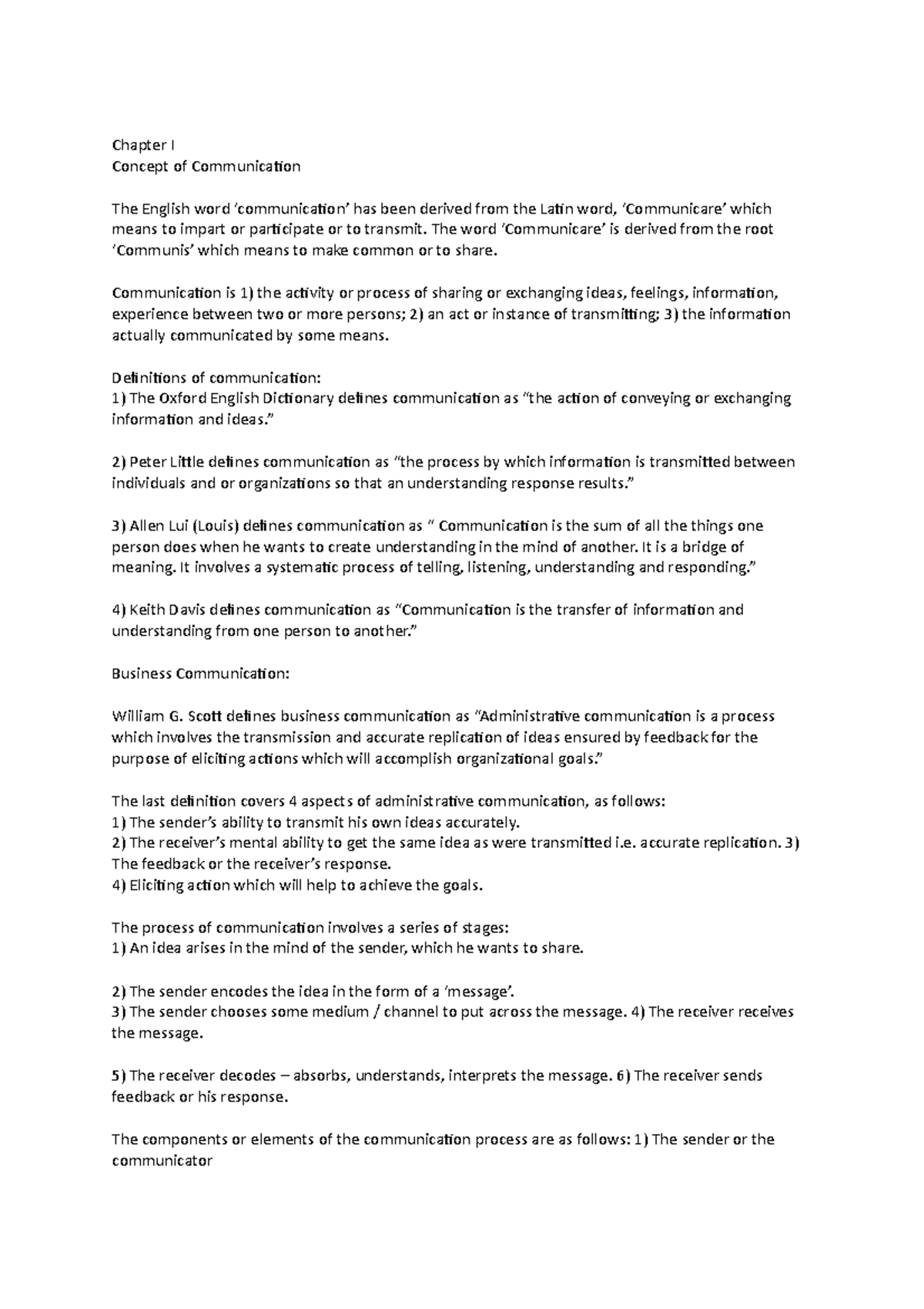 Business communication chapter 1 - Chapter I Concept of Communication ...