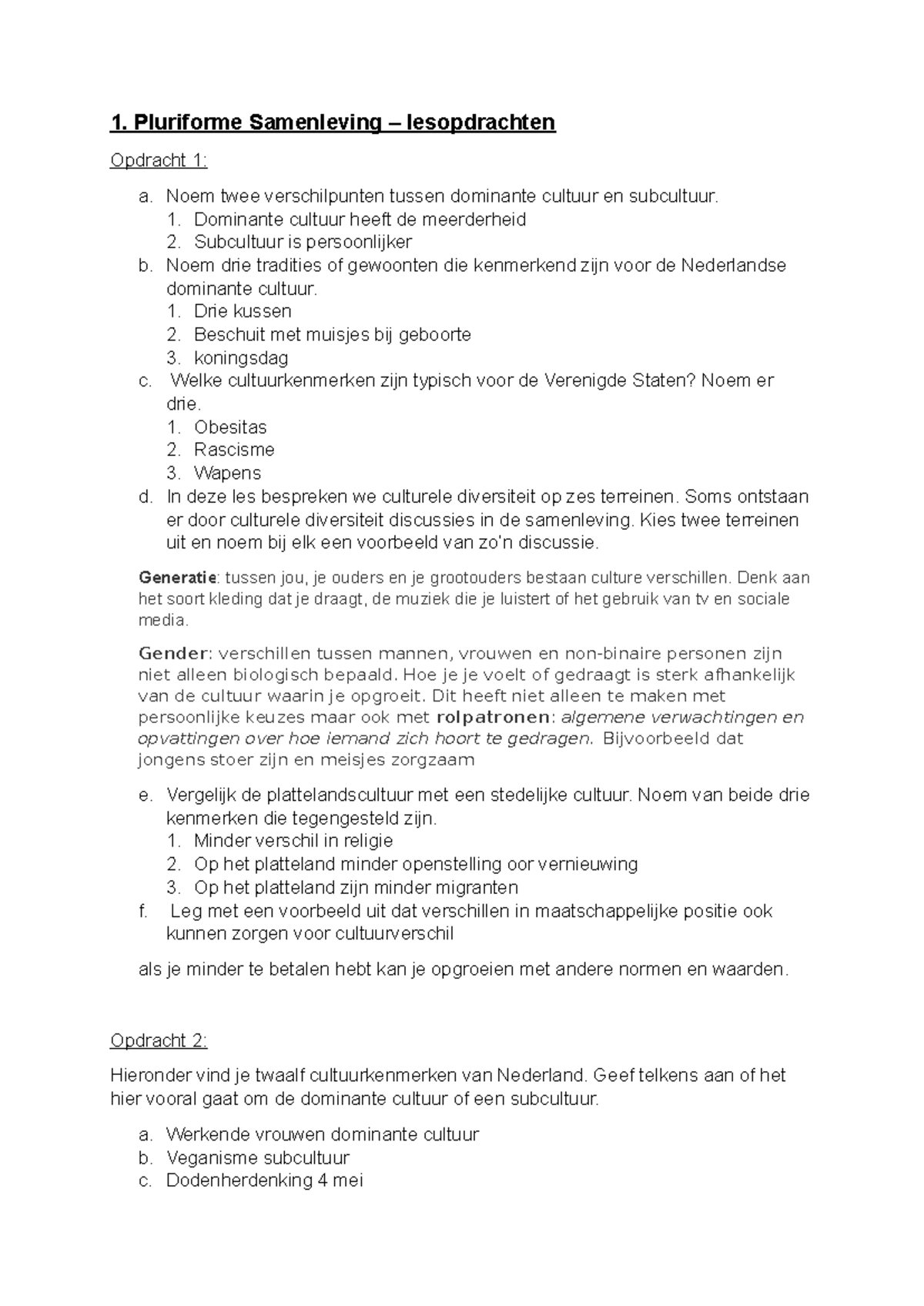 1. Pluriforme samenleving - lesopdrachten 4vb - 1. Pluriforme ...