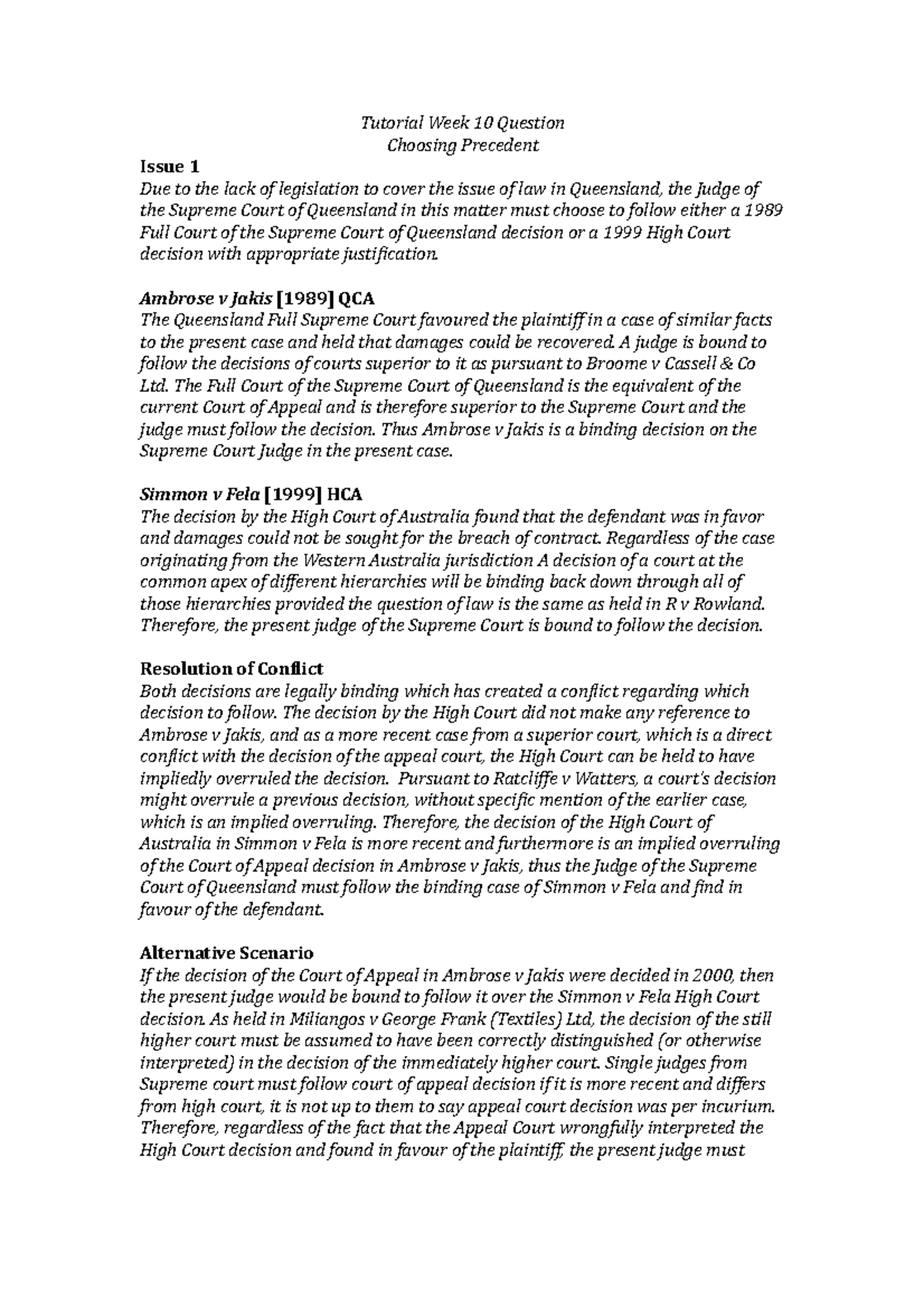 Tutorial Week 10 Question - Tutorial Week 10 Question Choosing ...