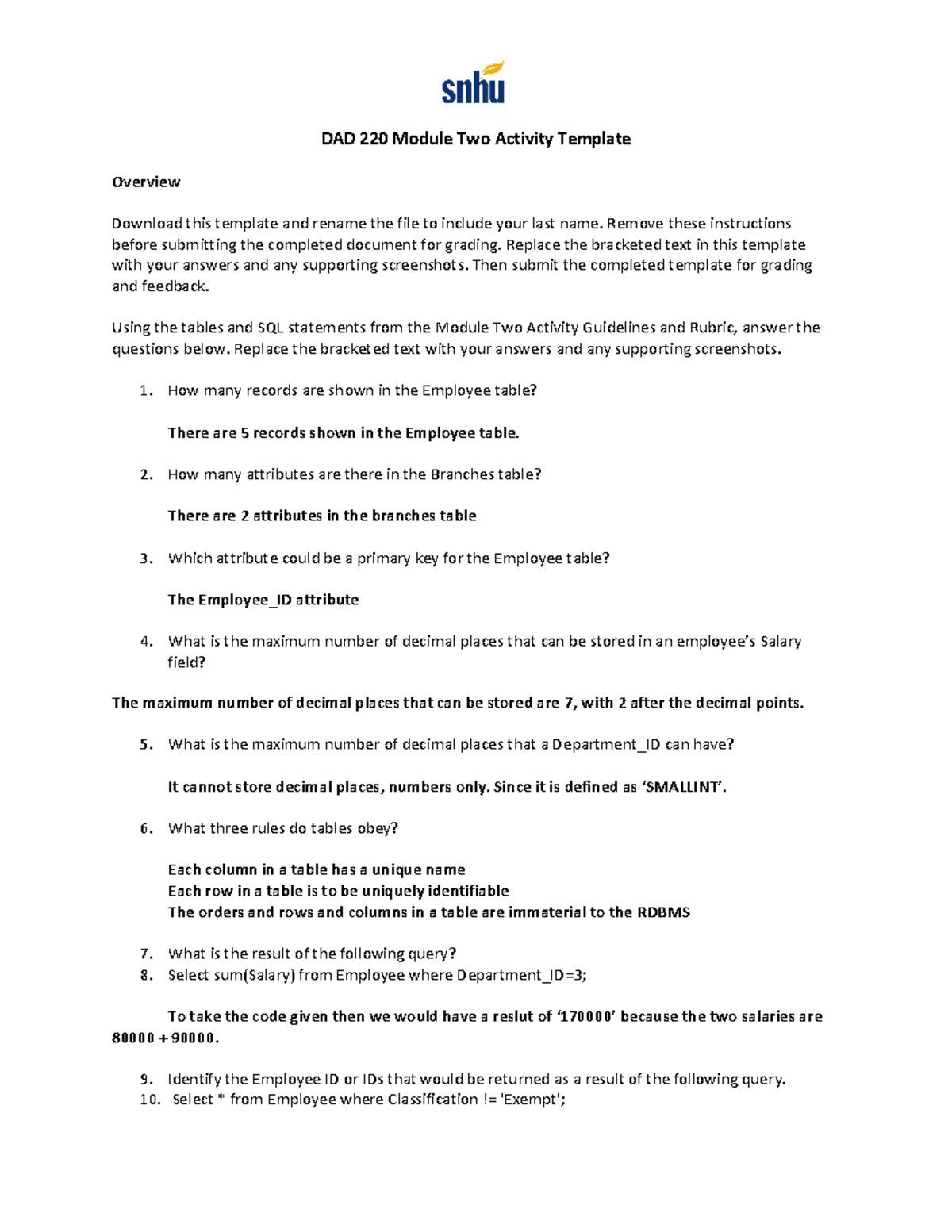 Activity 2-3 from Module 2 in DAD-220 at SNHU (Southern New Hampshire ...