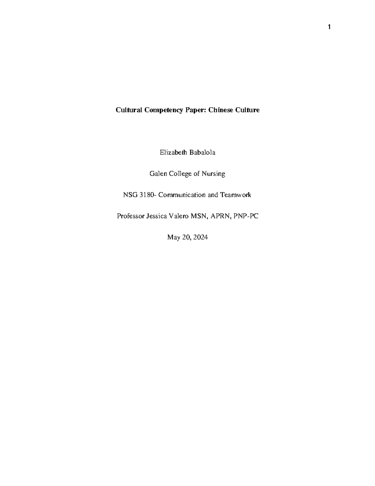 Cultural Exploration - Cultural Competency Paper: Chinese Culture ...