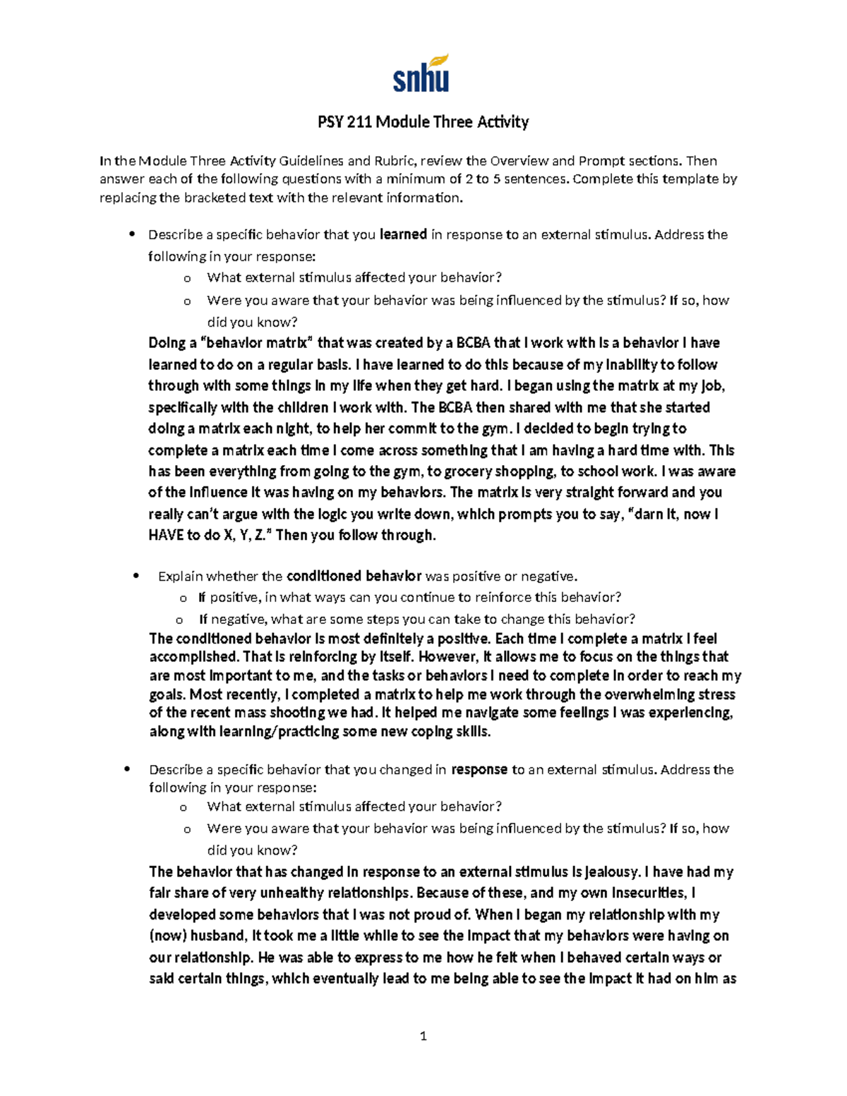 3. PSY 211 Module Three Activity - PSY 211 Module Three Activity In the ...