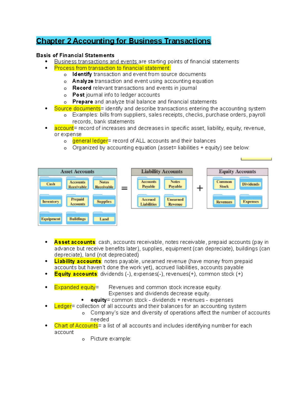 Chapter 2 Accounting for Business Transactions - Chapter 2 Accounting ...