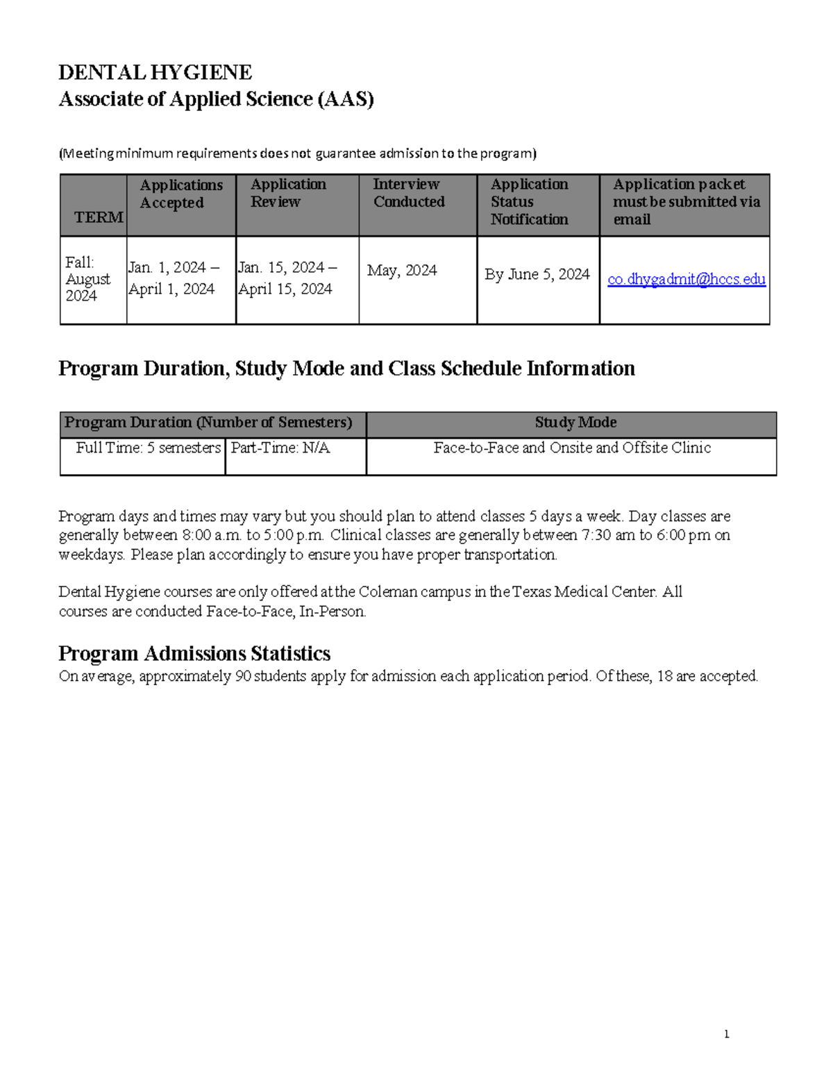 Fall 2024- DHYG - Admission Guide V2 - DENTAL HYGIENE Associate of ...