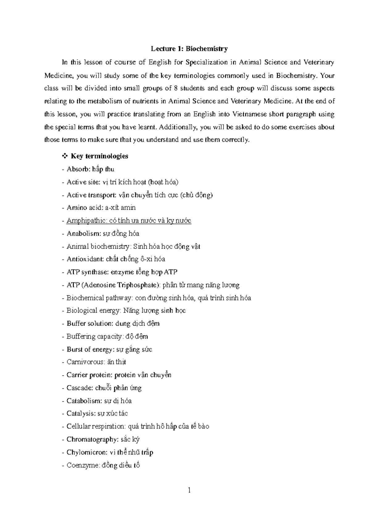 L1 - Biochemistry - ... - Lecture 1: Biochemistry In this lesson of ...
