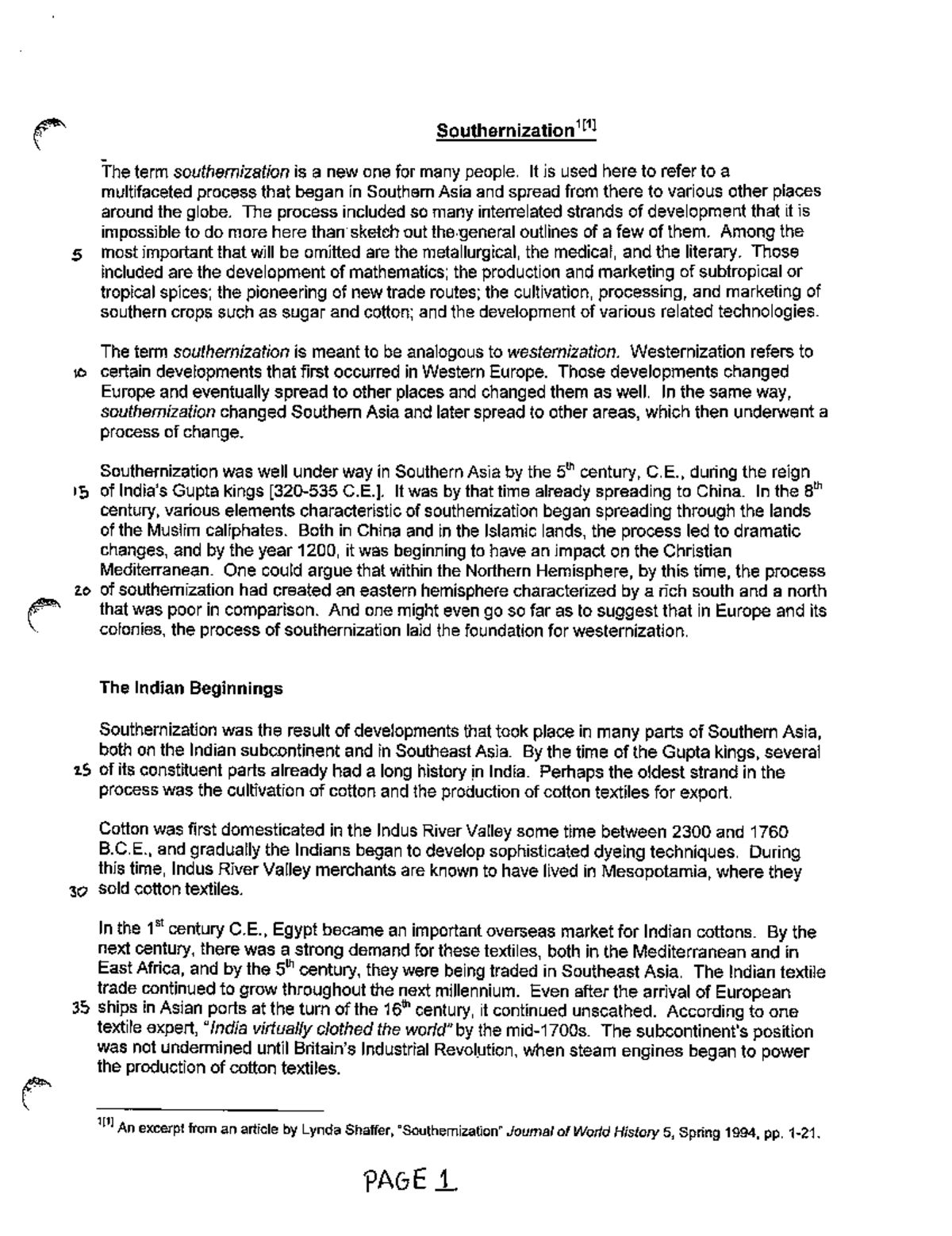 Southernization - Lynda Shaffer - /0&\ jjSfa^ r Southernization1 [1 ...