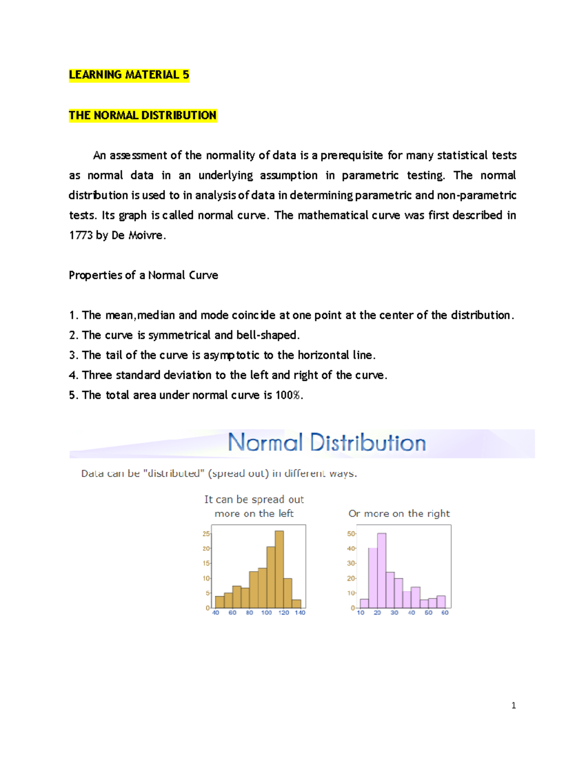 Learning Material 5 - Review Well - LEARNING MATERIAL 5 THE NORMAL ...