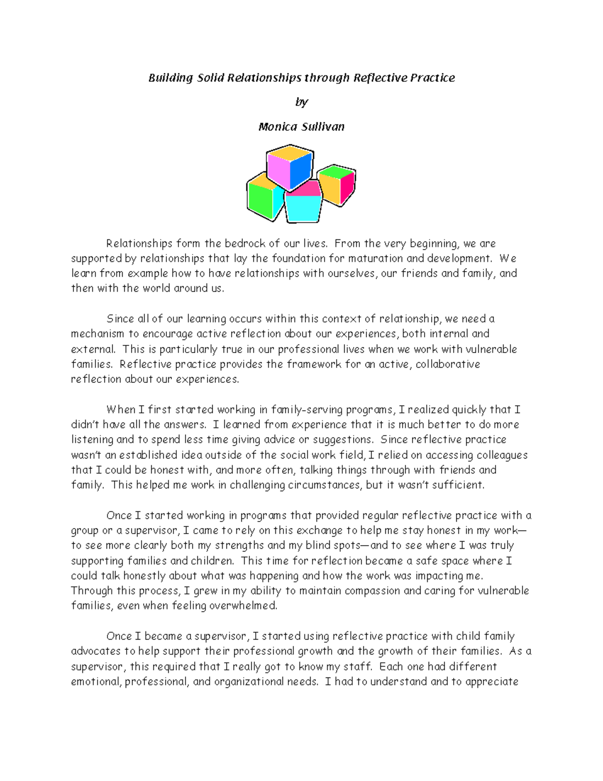 Building Relationships through Reflective Practice - Building Solid ...